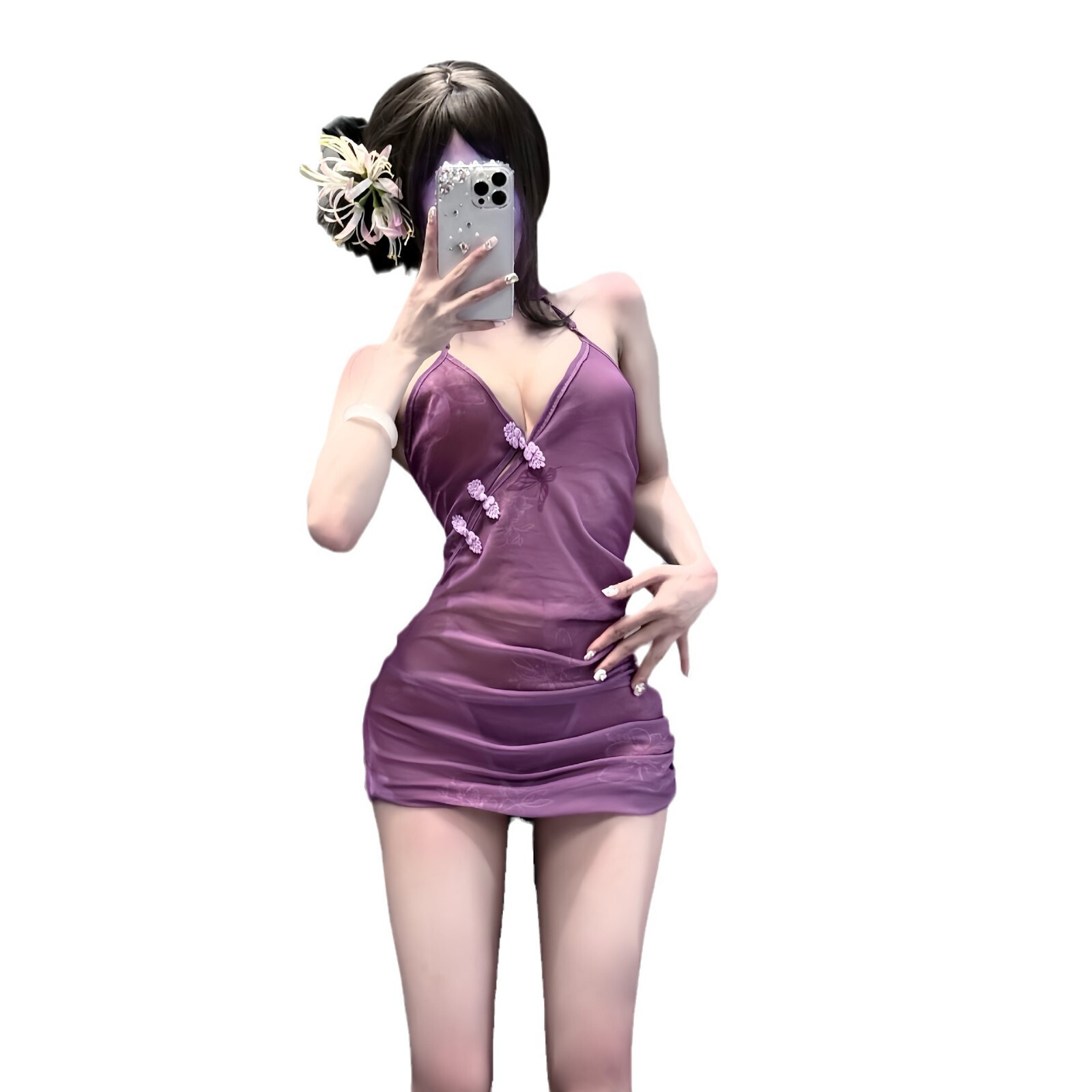 🔥快速出貨🔥 附發票 情趣內衣性感紫色旗袍古風蝶戀花透視綁帶制服睡衣qqny網紗女 | 小紅書嚴選 | 樂天市場Rakuten