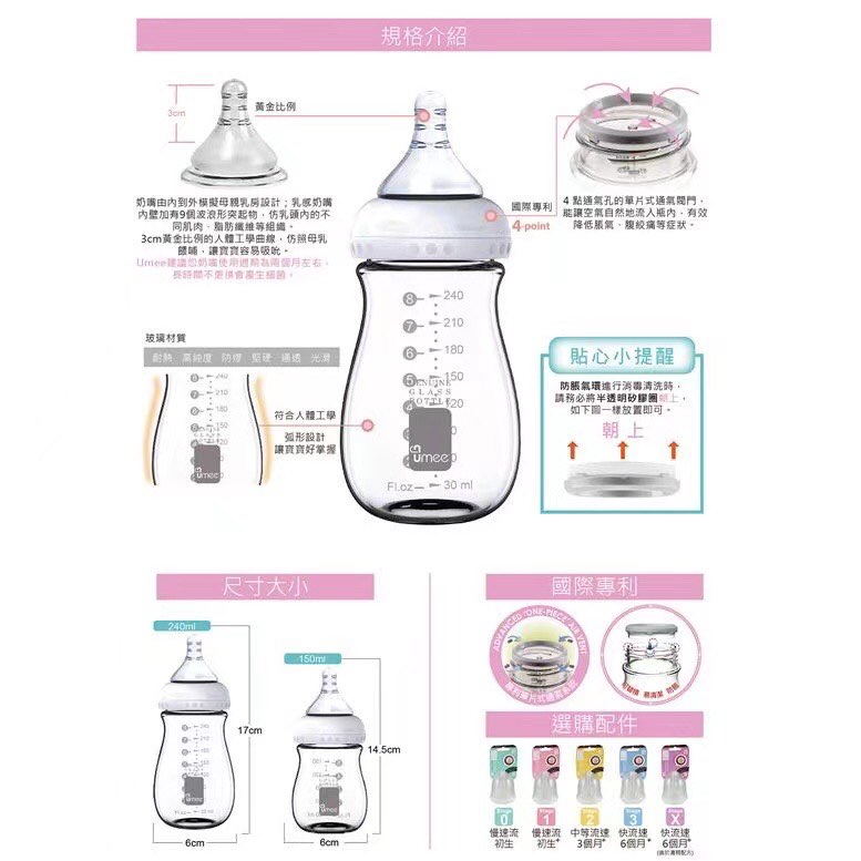 ⭐澄星藥局⭐荷蘭 Umee 寬口防脹氣 玻璃奶瓶 / PPSU奶瓶 / 儲存蓋 / 150ml 160ml 260ml | 澄星藥局 | 樂天市場Rakuten