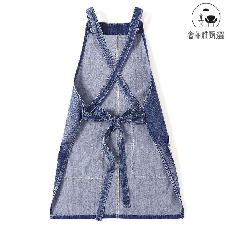 可開票 帆布牛仔圍裙廚房餐廳logo印字奶茶美甲美術工作服時尚定制 SFY1-12公司貨 | 奢菲雅 | 樂天市場Rakuten