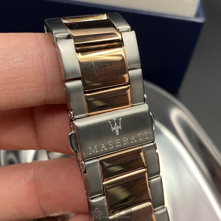 點數9%★MASERATI瑪莎拉蒂男錶,編號R8873640002,44mm玫瑰金, 古銅色圓形精鋼錶殼,古銅色三眼, 運動, 可旋轉錶面 ...