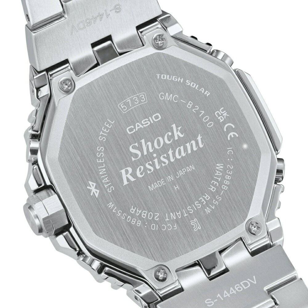 CASIO卡西歐 G-SHOCK B2100 系列 GMC-B2100BT-1A 八角形全金屬藍牙太陽能腕錶 黑面 46.3mm｜樂天領券現折 ...