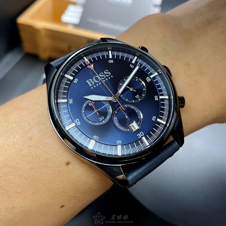 點數9%★BOSS手錶,編號HB1513711,40mm黑圓形精鋼錶殼,寶藍色三眼, 精密刻度錶面,深藍色真皮皮革錶帶款,送禮最愛!【APP下 ...