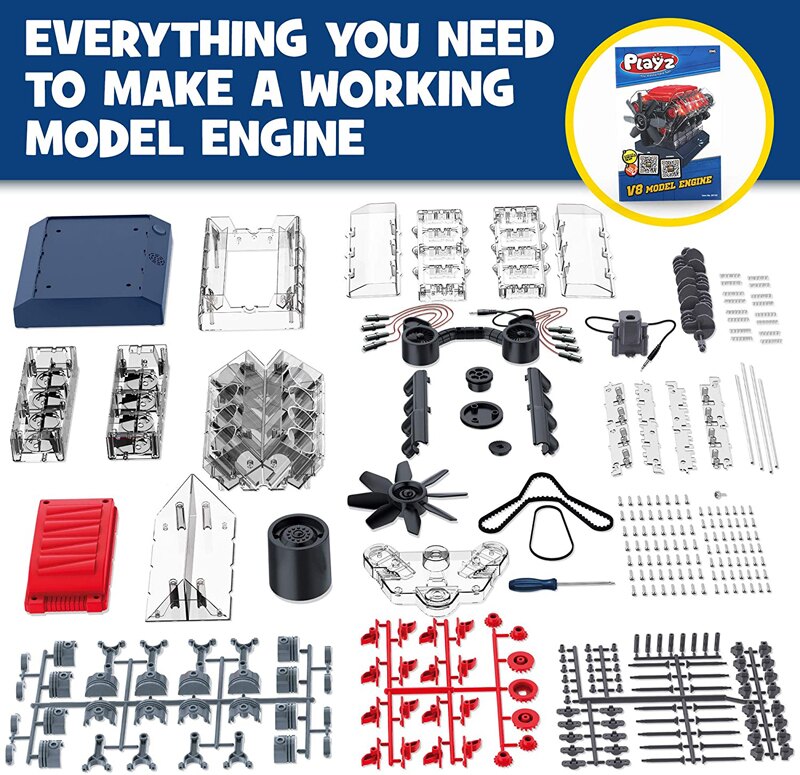 [o美國直購] Playz V8 Combustion Engine Model Building Kit STEM Hobby Toy ...