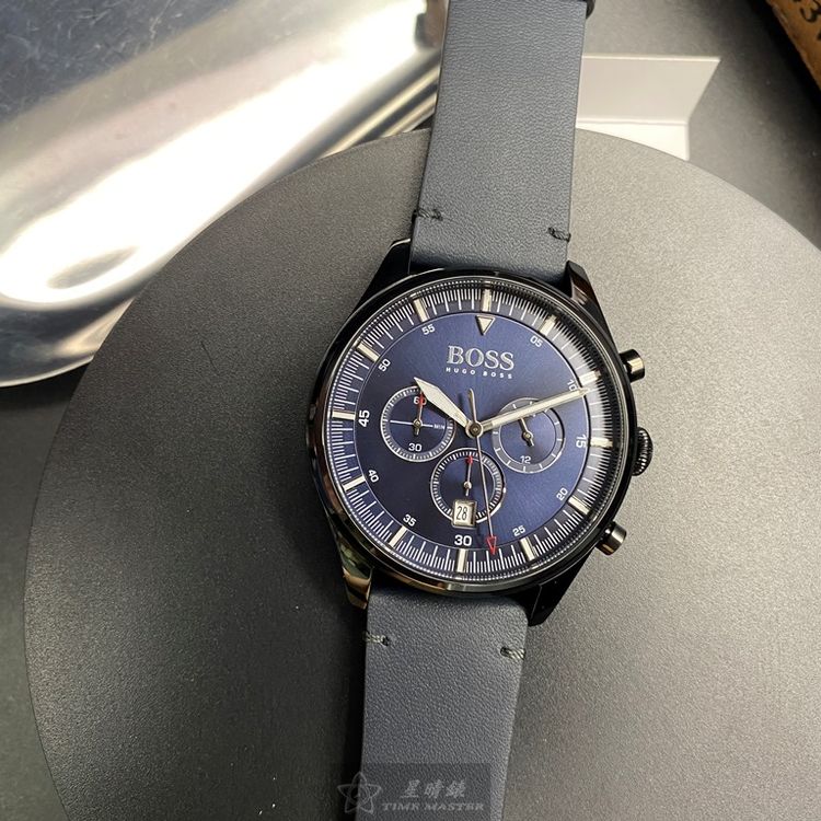 點數9%★BOSS手錶,編號HB1513711,40mm黑圓形精鋼錶殼,寶藍色三眼, 精密刻度錶面,深藍色真皮皮革錶帶款,送禮最愛!【APP下 ...