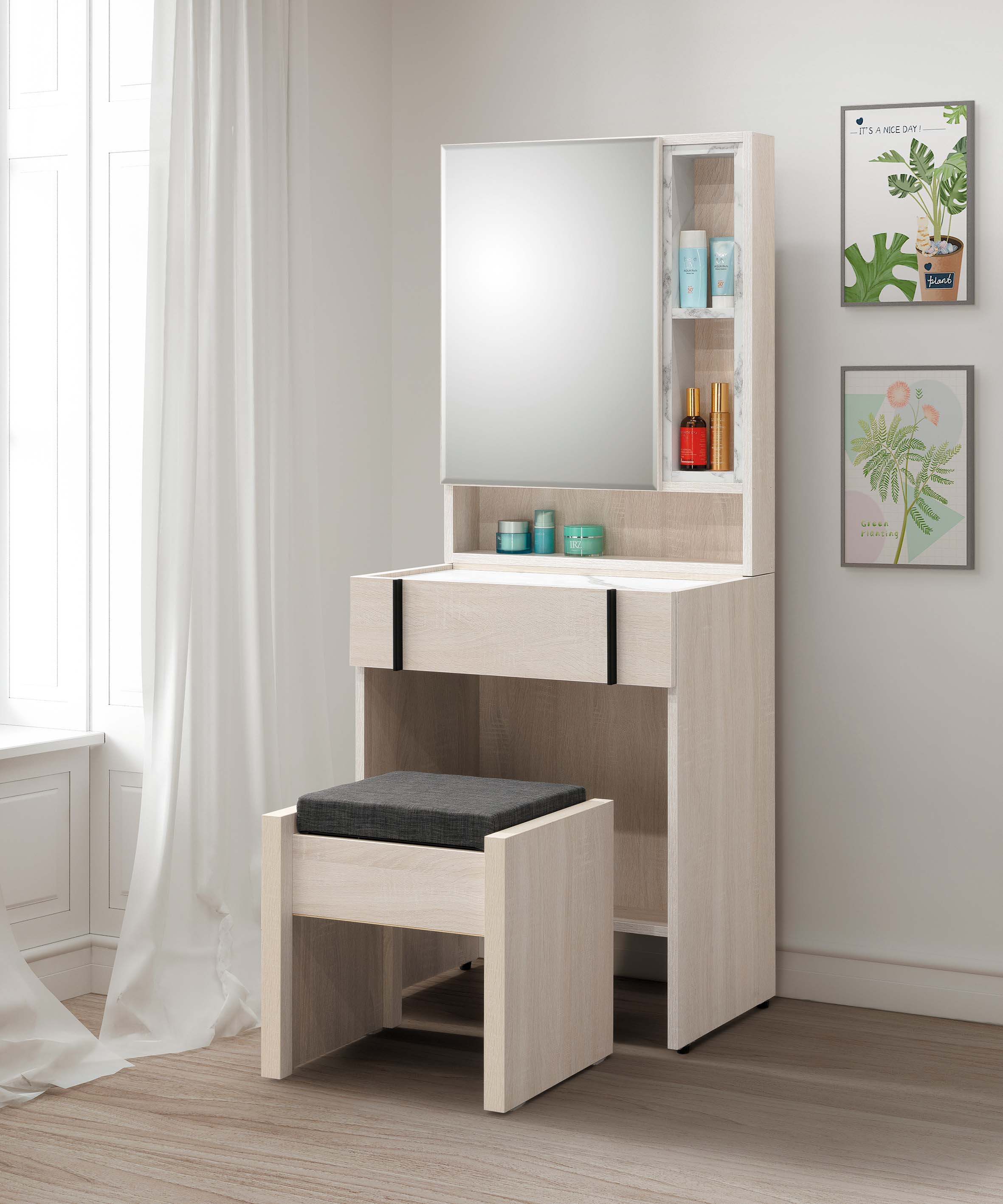 【尚品傢俱】HY-B89-11 安卡拉2尺鏡台(含椅) | 尚品傢俱直營店 | 樂天市場Rakuten