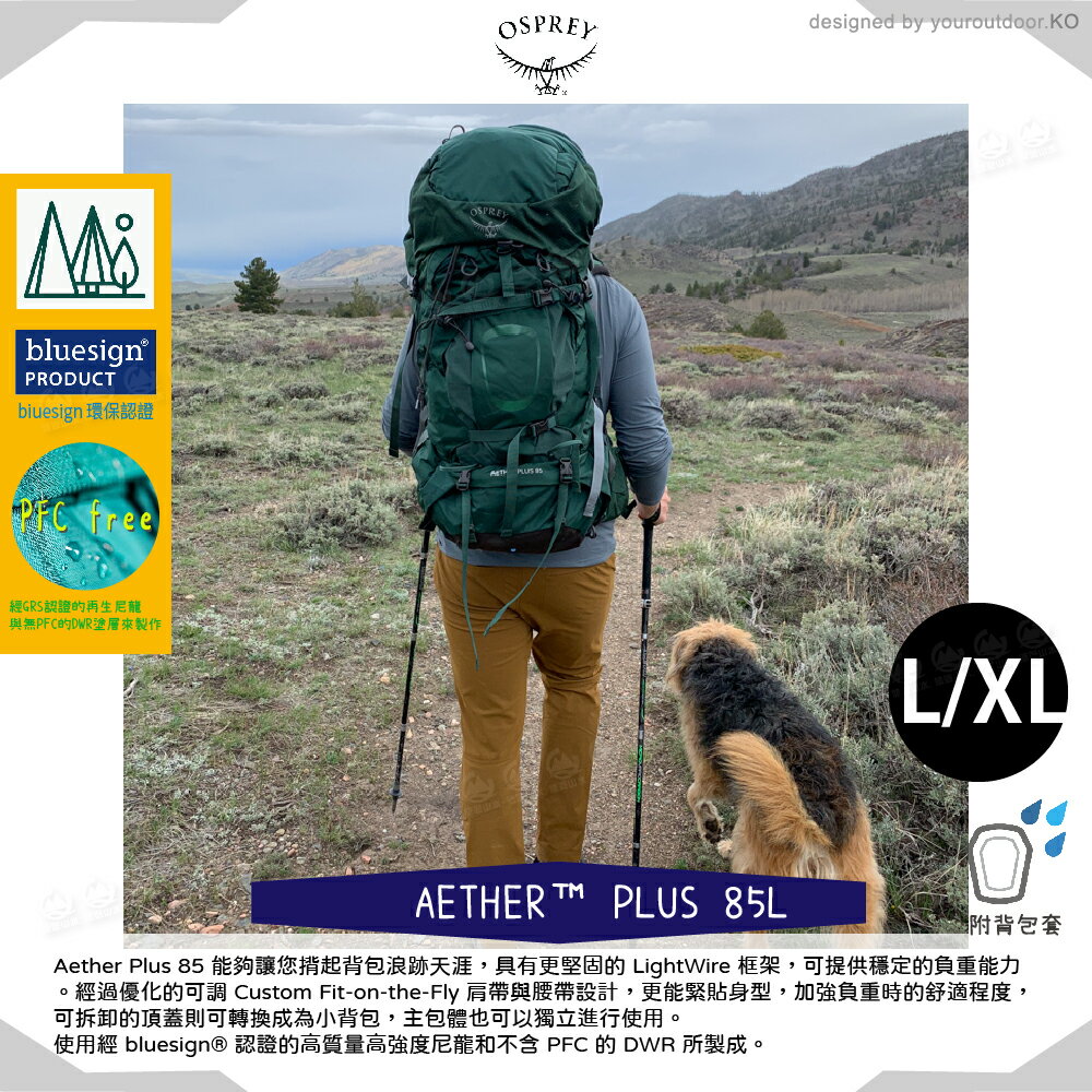 【OSPREY 美國 男 Aether Plus 85 L/XL登山背包《軸突綠》85L】自助旅行/雙肩背包/行李背包 | 悠遊山水戶外生活館 ...