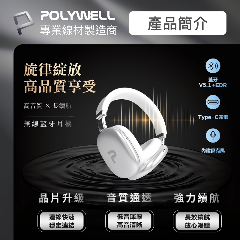 POLYWELL 全罩式藍牙耳機TM-087 超長續航耳罩耳機 高音質 內建麥克風 Type-C充電 可折疊 寶利威爾 台灣現貨【全館299免運＋領券再折】 | POLYWELL 寶利威爾官方 ...