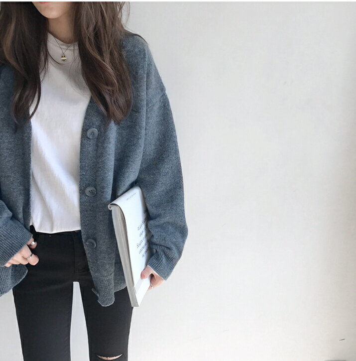 輕熟質感．純色V領針織長袖外套- shiny藍格子【V3193】 | shiny藍格子直營店 | 樂天市場Rakuten