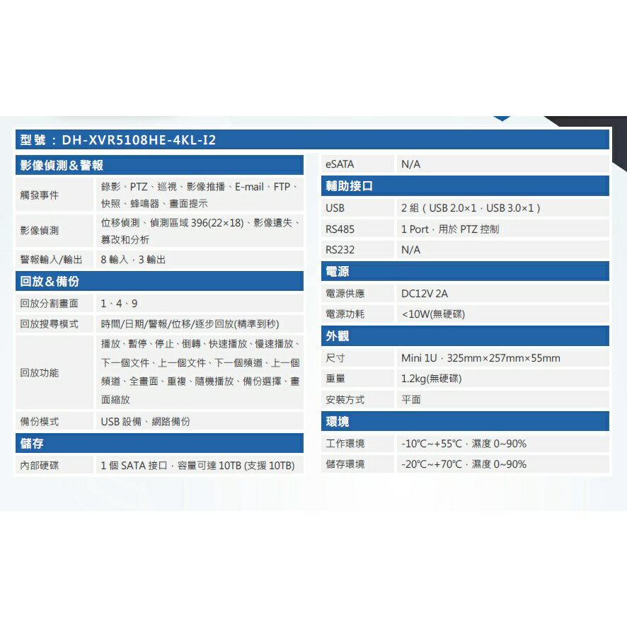 監控主機 Dahua 大華 XVR5108HE-4KL 5合1 8路 DVR 監視器 AHD CVI 5MP | 平價屋3C | 樂天市場Rakuten