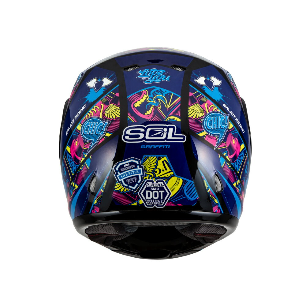 【SOL Helmets】SM-3可掀式安全帽 (惡天使_黑/藍粉) ｜ SOL安全帽官方商城 | SOL Helmets | 樂天市場Rakuten