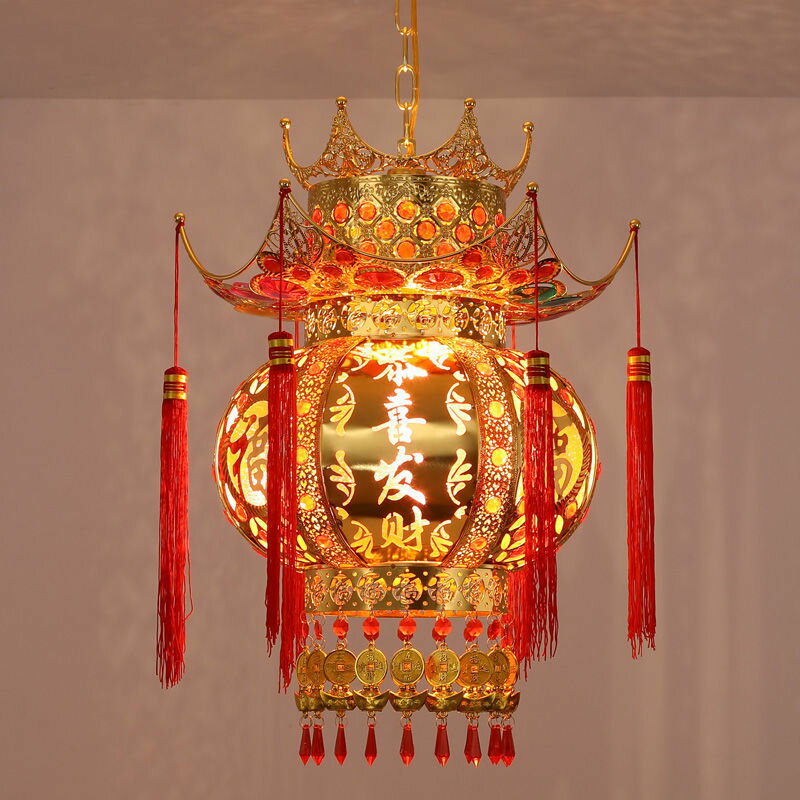 爆殺同行！免運 中式吊燈 宮燈 燈籠 燈籠燈 大紅春節婚慶水晶陽臺大門口插電喬遷旋轉led燈籠燈 八折下殺 特價出 快速出貨 | 威勝購物 ...