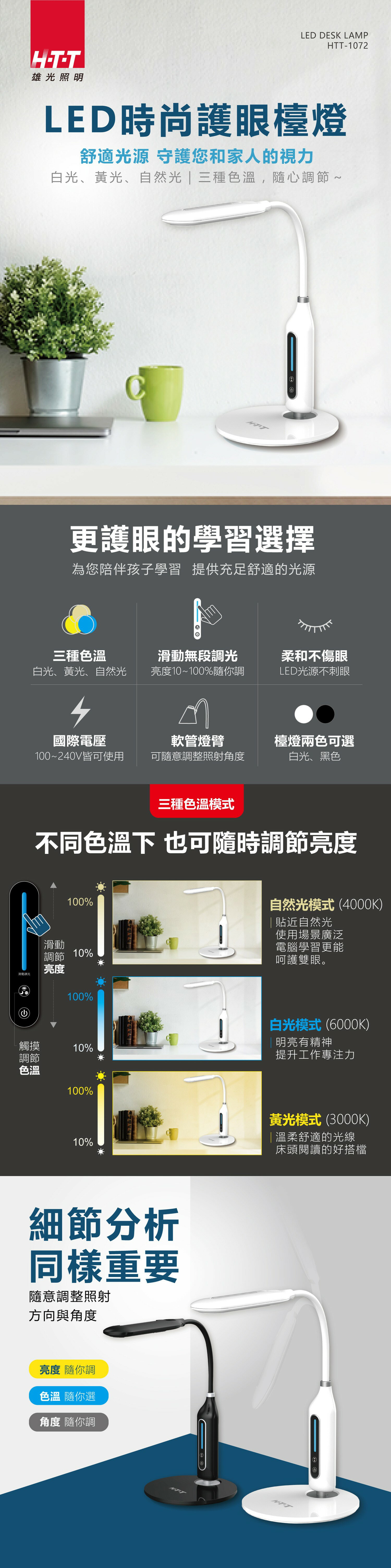 HTT 無段調光LED時尚護眼檯燈 (HTT-1072) | 大九九大賣場 | 樂天市場Rakuten