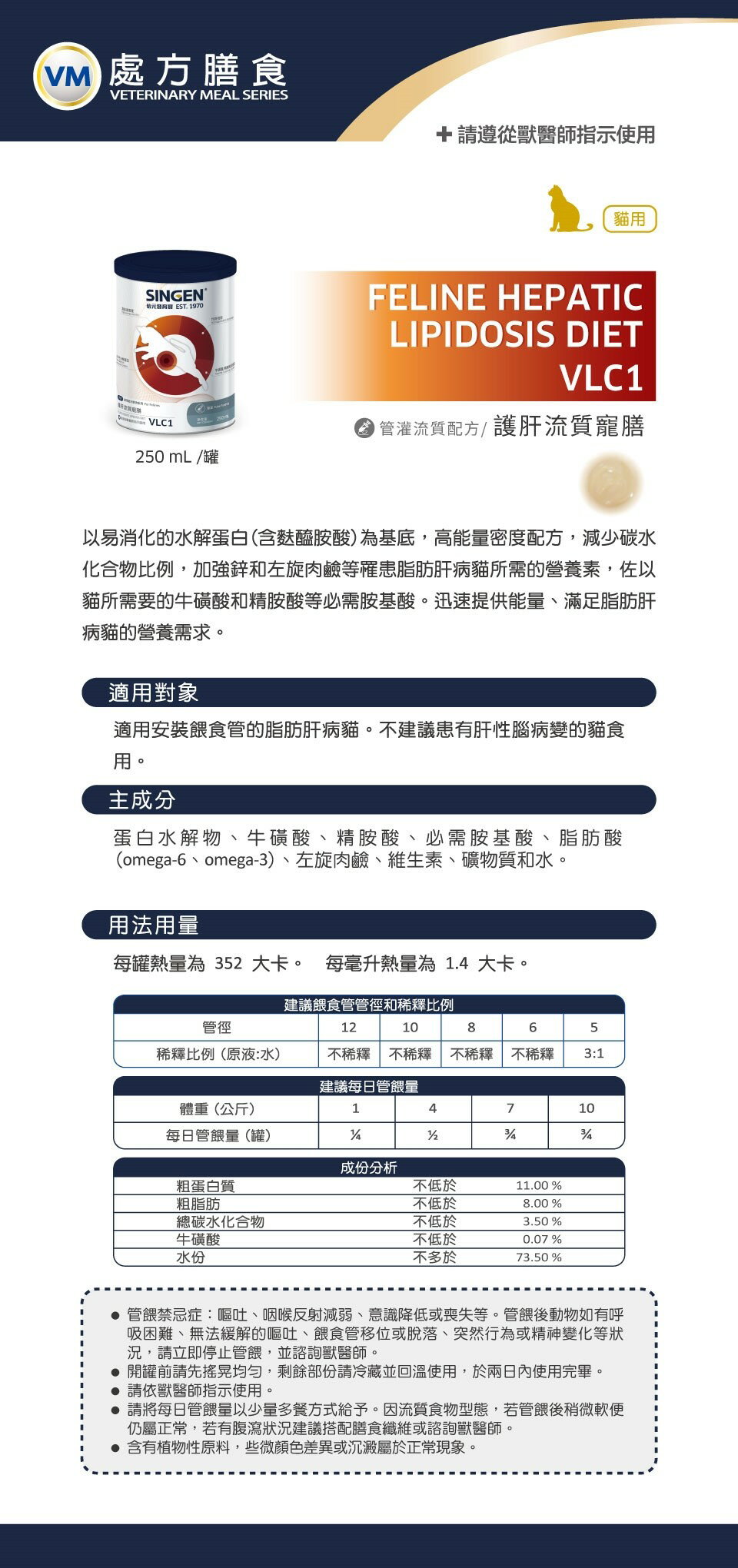 SINGEN VET 信元-寵膳VLC1 貓用 護肝流質寵膳 250ml 脂肪肝 貓肝臟 營養補充 | 御寵時代YUPETS | 樂天市場 ...