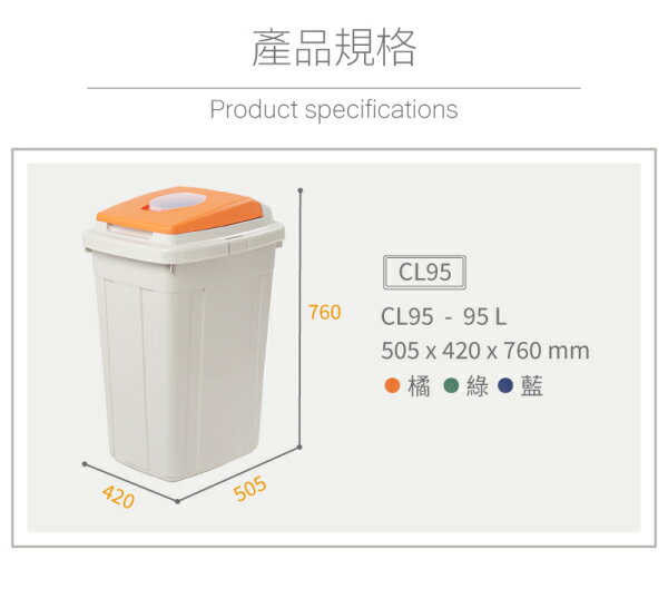 Keyway 聯府 日式分類附蓋垃圾桶 70L/95L 回收垃圾桶 超大容量 置物桶 公司企業適用 CL70 /CL95 139百貨 ...