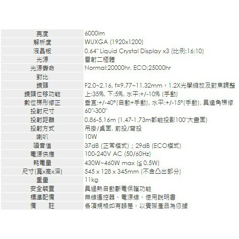 RL-6000UT ROLY Roly旗艦雷射投影機 6000流明 WUXGA/1920x1200/悅適 | 悅適影音教學導覽用品 | 樂天 ...