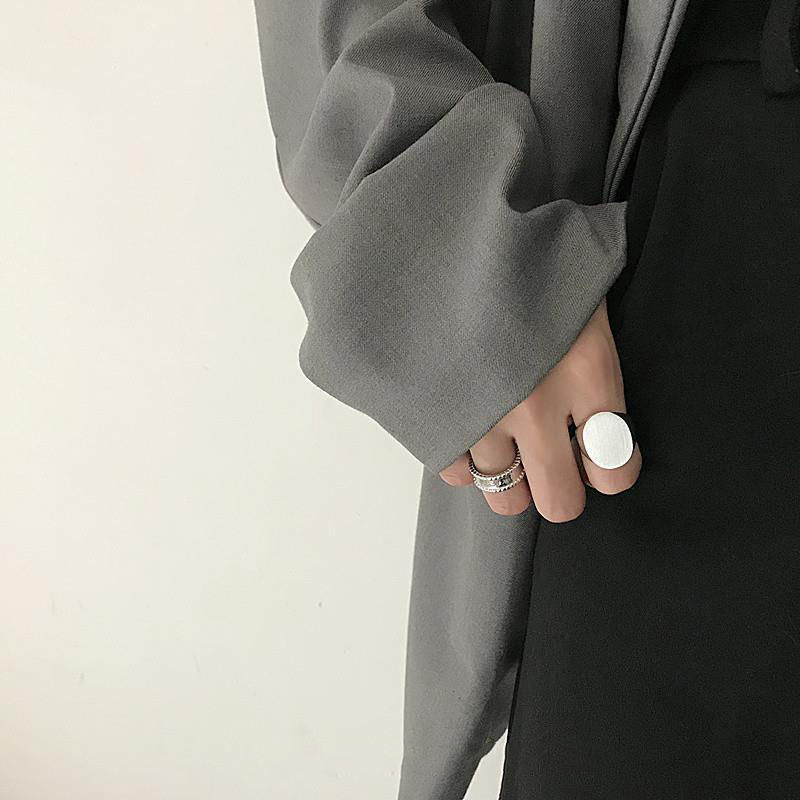 【ANSS】925純銀ins寬面橢圓拉絲面開口戒指女 圓珠英文食指環 | 銀聯網日用品生活館 | 樂天市場Rakuten