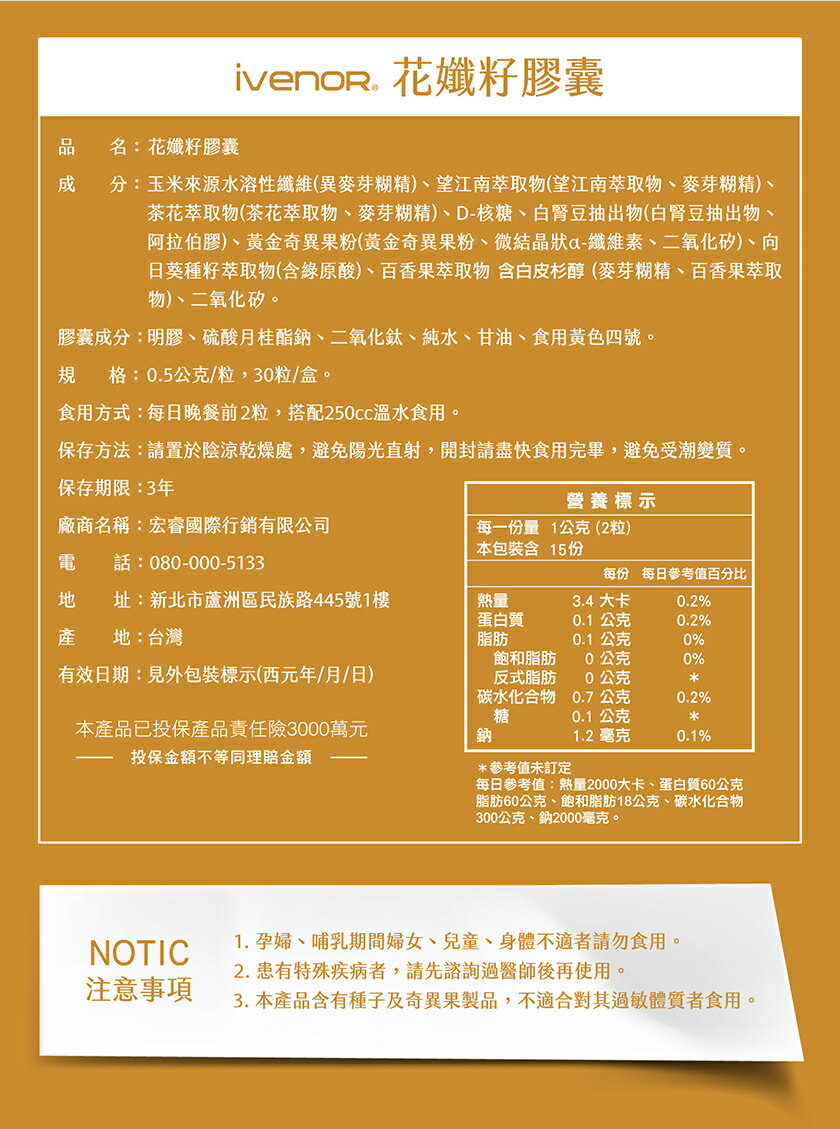 《最低↘$435》iVENOR 日本原生花孅籽800% 花孅籽膠囊 30粒/盒【i -優】 | i優直營店 | 樂天市場Rakuten