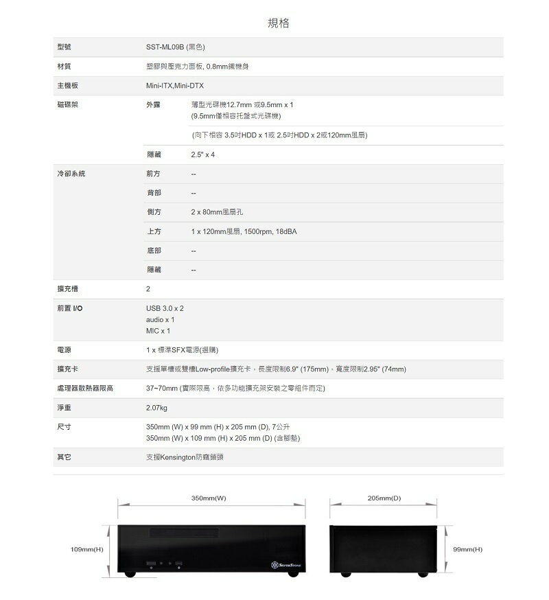 【4%回饋+滿千折百】SilverStone 銀欣 ML09 電腦機殼/SST-ML09B | 米特3C數位 | 樂天市場Rakuten