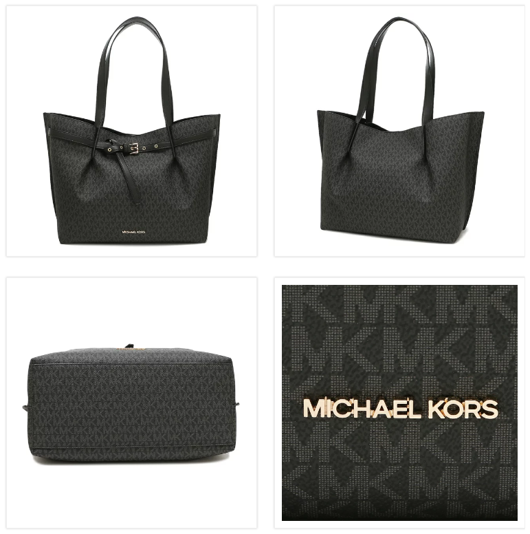 MICHAEL KORS 經典滿版老花托特包 防刮PVC皮革 肩背包 手提包 M82946 黑色MK(現貨) 指定Outlet商品5折起☆現貨 ...
