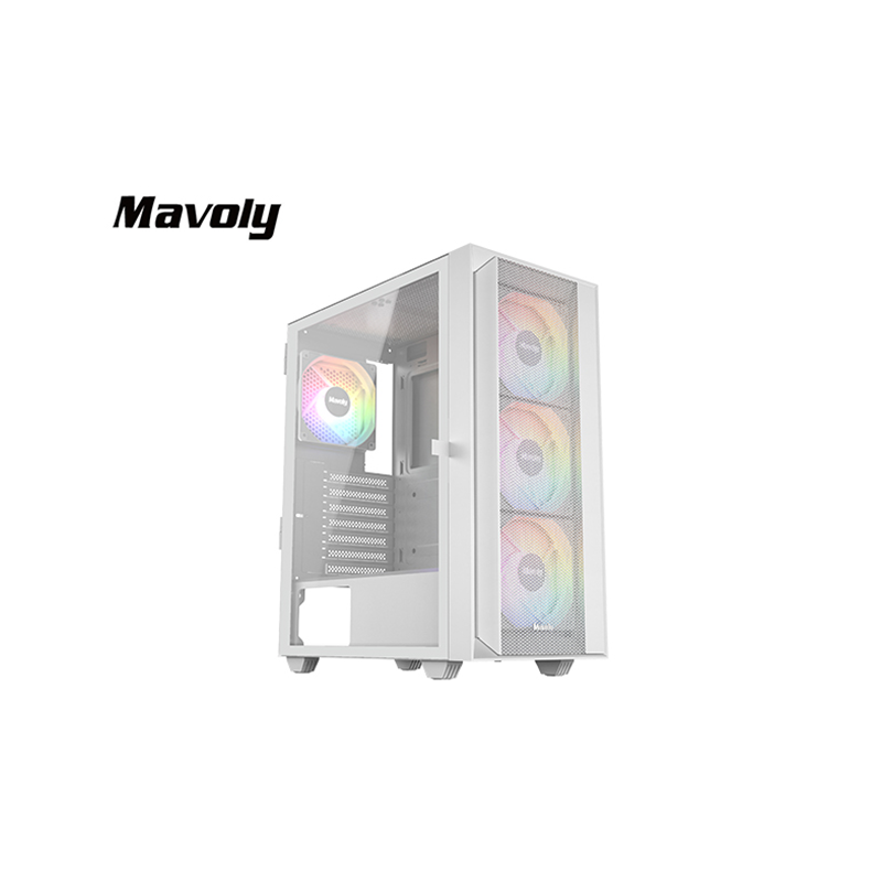 Mavoly 松聖 PLUM P206 玻透 RGB 電腦機殼/白/U3*1/U2*2/顯卡300 mm/前RGB定光*3/後*1 ...