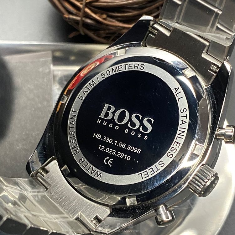 點數9%★BOSS手錶,編號HB1513634,44mm銀黑色圓形精鋼錶殼,槍灰色三眼, 中三針顯示, 運動錶面,金銀相間精鋼錶帶款,閃亮度 ...
