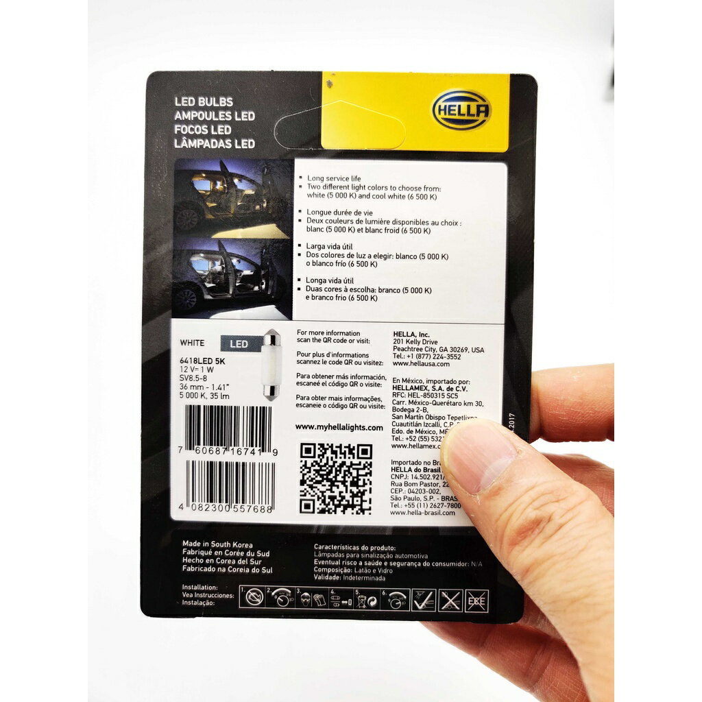 德國 OEM 燈具大廠 HELLA 出品 韓國製 T10 双尖 36mm 牌照燈 5000K LED 燈泡 小燈 | Chang Heng ...