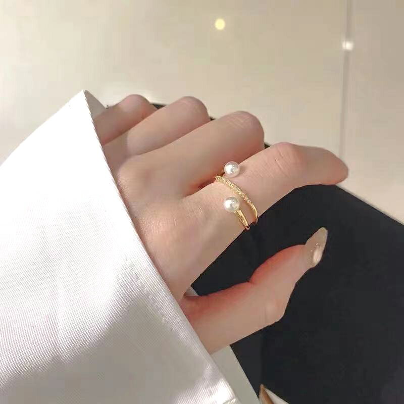 DIY珍珠配件 S925純銀戒指空托 雙珠版指環銀飾托女 配5-7mm圓珠 | 協貿國際日用品生活14館 | 樂天市場Rakuten