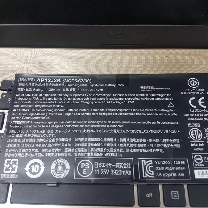 ACER 宏碁 AP13J3K 3芯 原廠電池 AP13J4K Chromebook C720 C720P C740 | 筆電達人直營店 ...