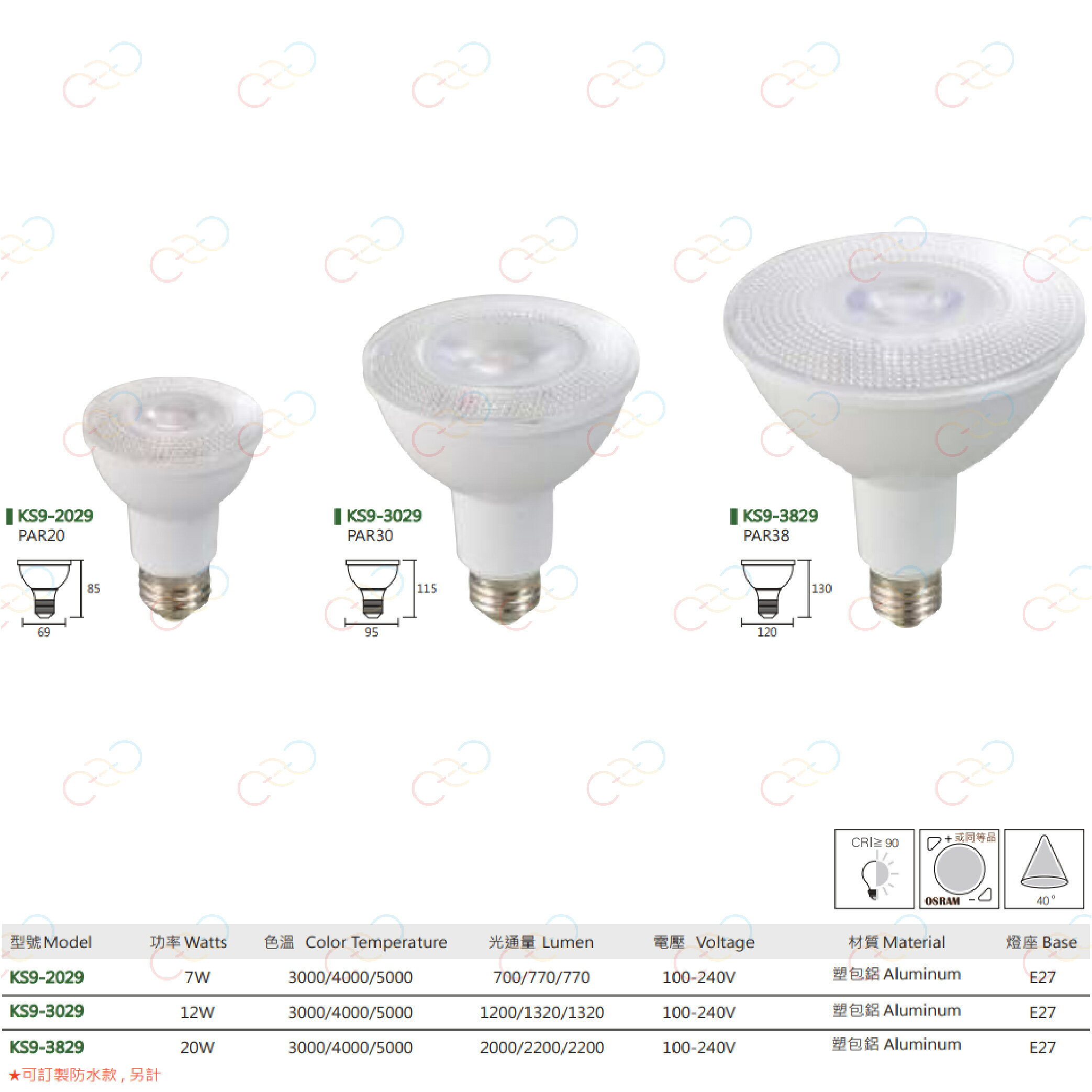 KAO'S LED PAR 燈泡 PAR20 PAR30 PAR38 KAOS 高氏 電燈泡 (A Light) | A Light專業照明 | 樂天市場Rakuten