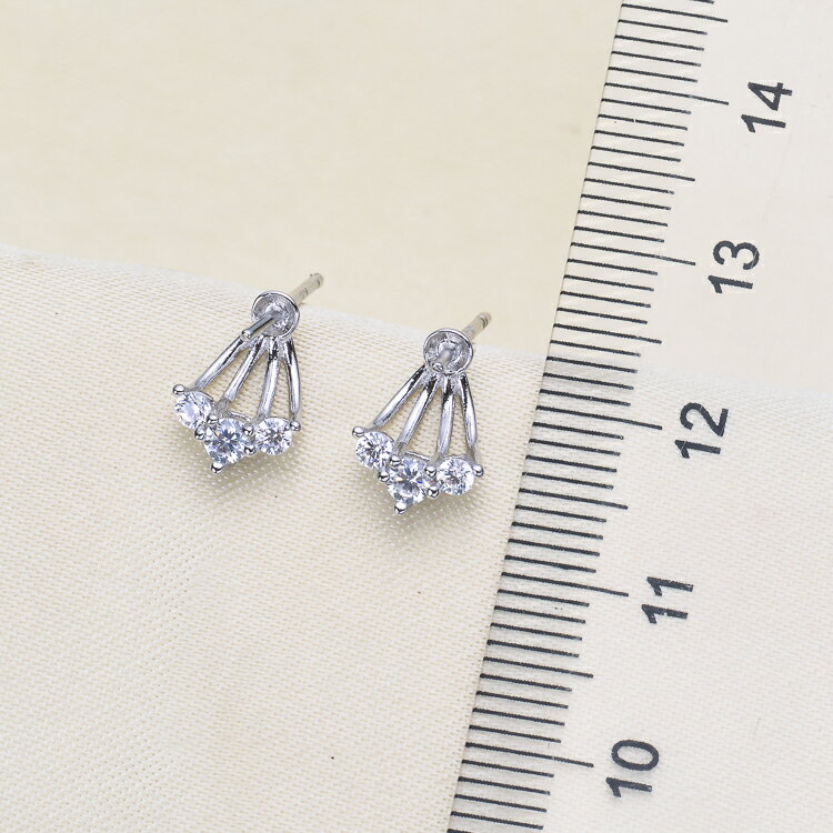 DIY珍珠配件 S925純銀珍珠玉石耳釘耳環空托三鉆王妃 配8-9mm圓珠 | 協貿國際日用品生活12館 | 樂天市場Rakuten