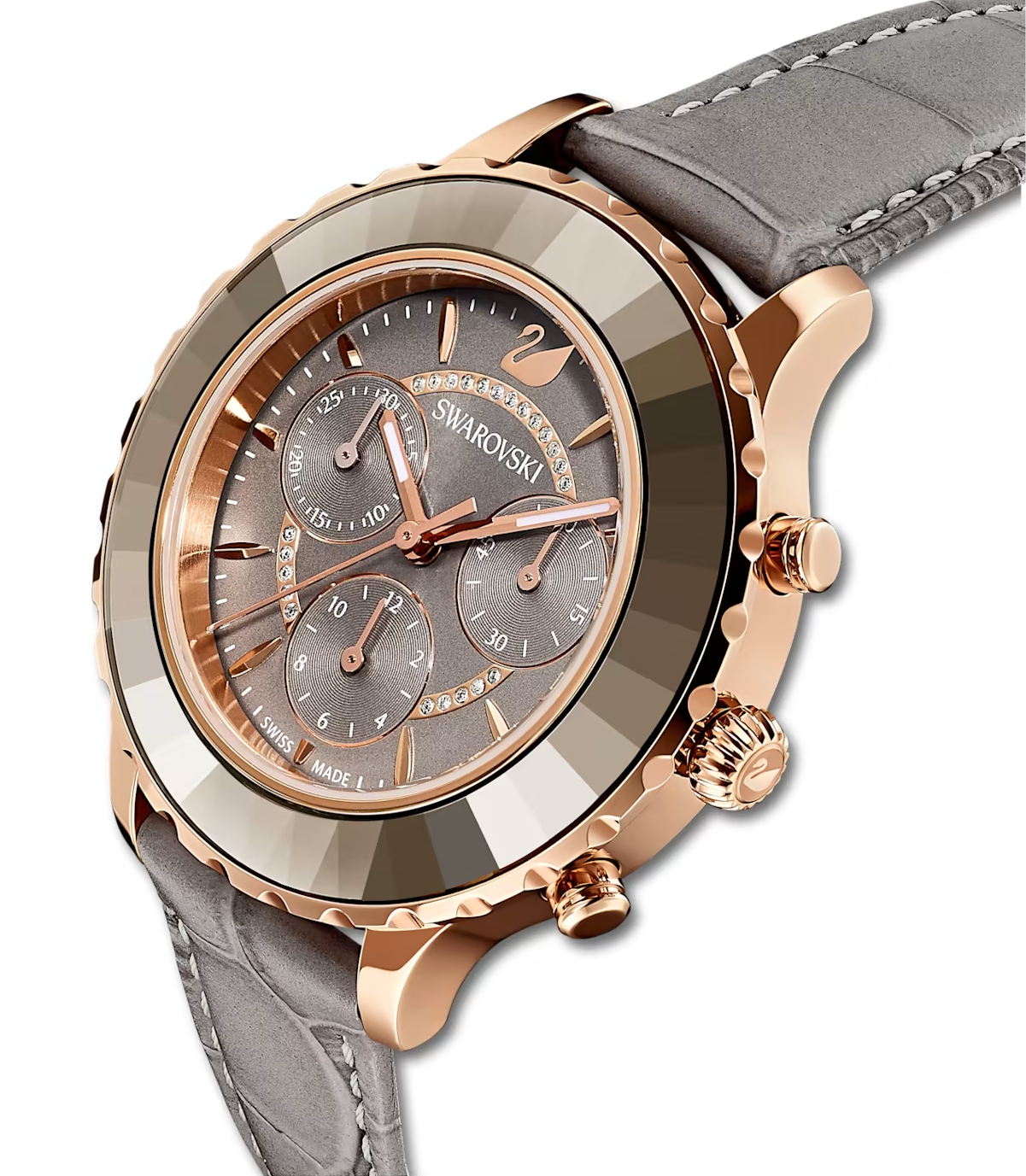 SWAROVSKI 施華洛世奇Octea Lux Chroyes手錶(5452495)-39mm-灰面皮革【刷卡回饋 分期0利率】【APP下單 ...