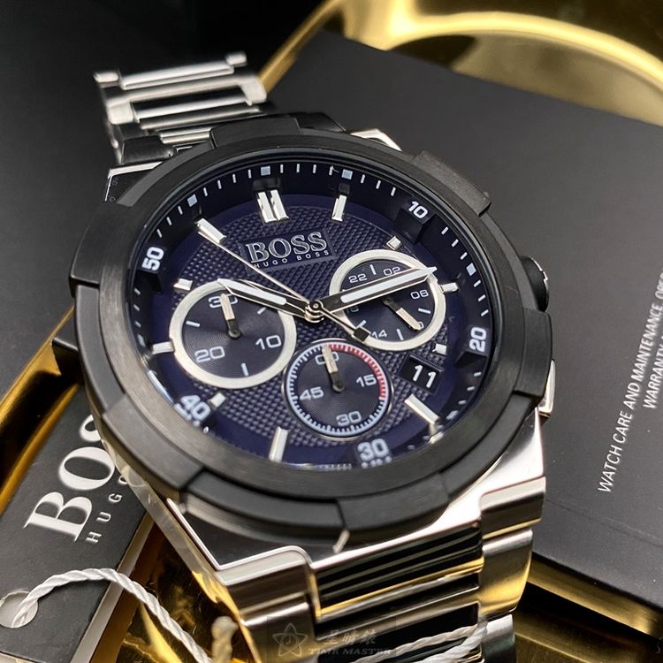 點數9%★BOSS伯斯男錶,編號HB1513360,46mm黑, 銀圓形精鋼錶殼,黑色三眼, 運動錶面,銀色精鋼錶帶款,找尋好久就是這款 ...