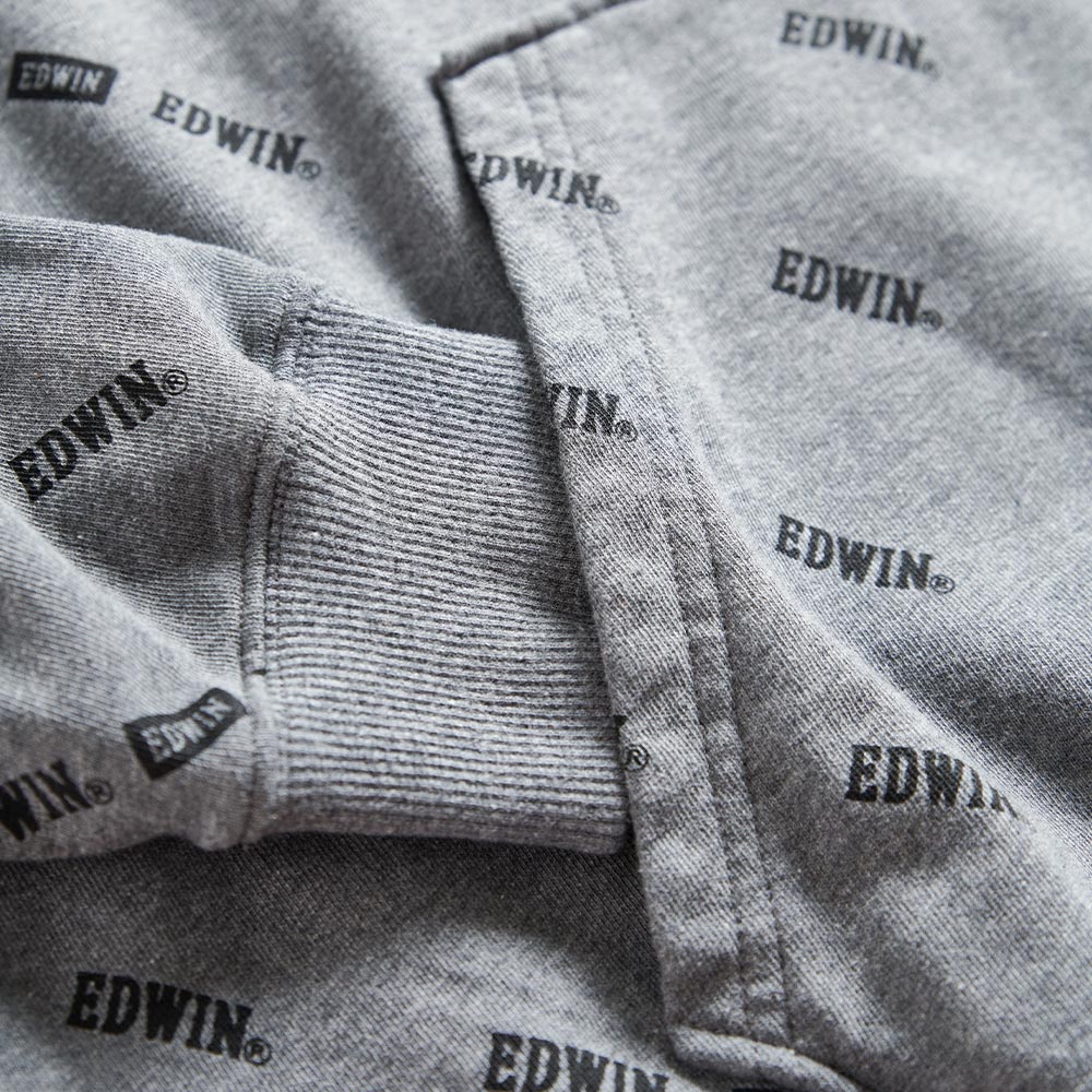EDWIN 男款 EDGE 滿版印花LOGO連帽長袖T恤(灰色) | EDWIN官方旗艦店直營店 | 樂天市場Rakuten