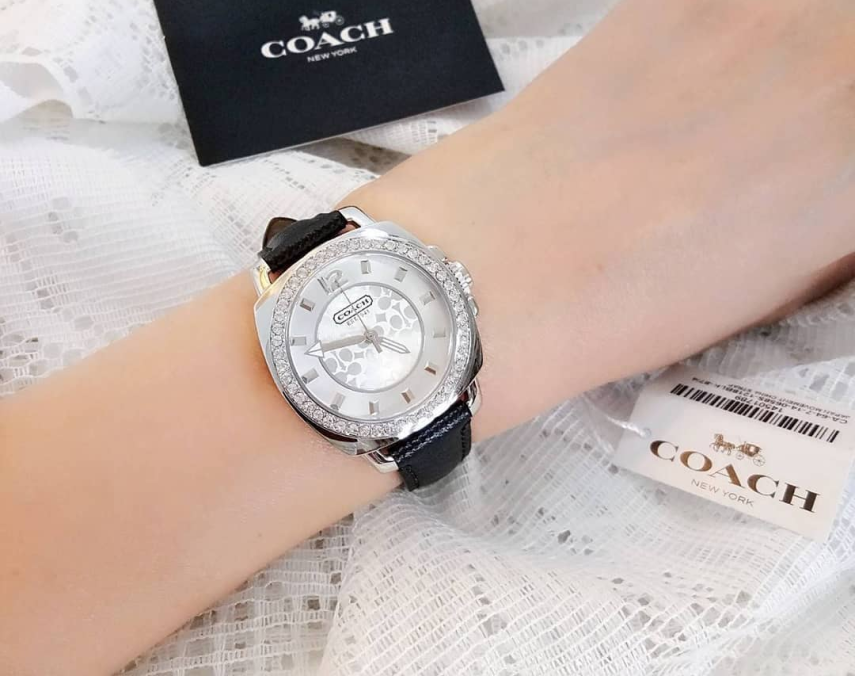 COACH 時尚女士晶鑽錶 35mm 女錶 手錶 腕錶 14503152 黑色真皮錶帶(現貨) 指定Outlet商品5折起☆現貨【送禮首選★ ...