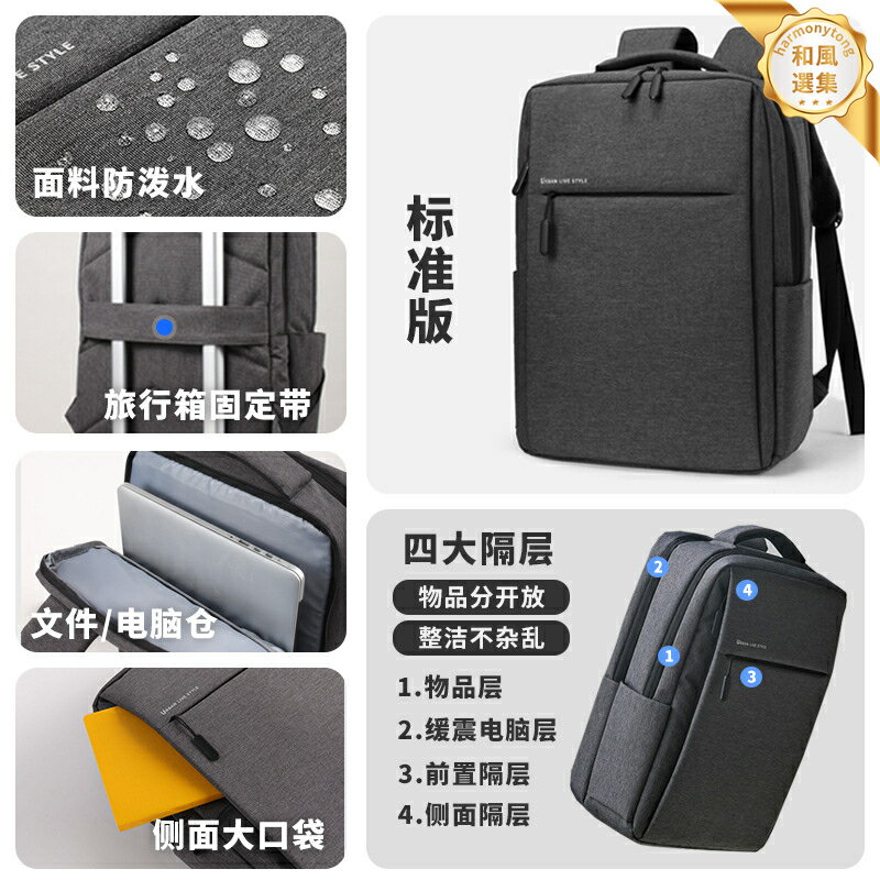 【擴容商務禮盒】雙肩電腦包 商務揹包 擴容書包 旅行包 通勤包 防水大容量 17.3英寸 15.6寸 男女通用 出差禮品 | 和風選集 ...
