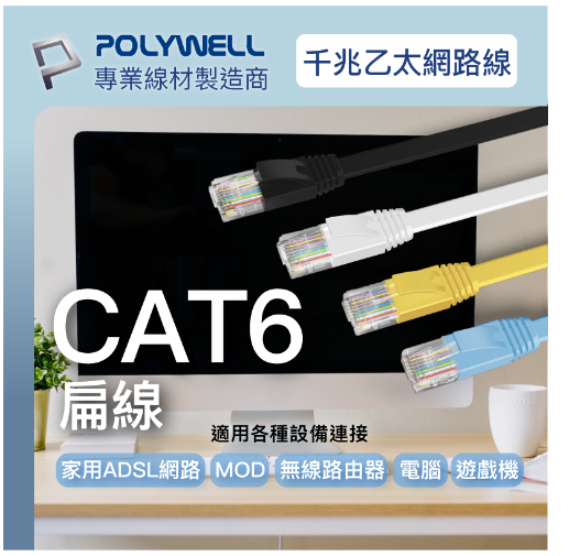 POLYWELL CAT6扁線 1m 2m 3m 5m 7m 10m 15m 20m 公尺 高速網路線 RJ45 福祿克認證 | 富田資訊 | 樂天市場Rakuten
