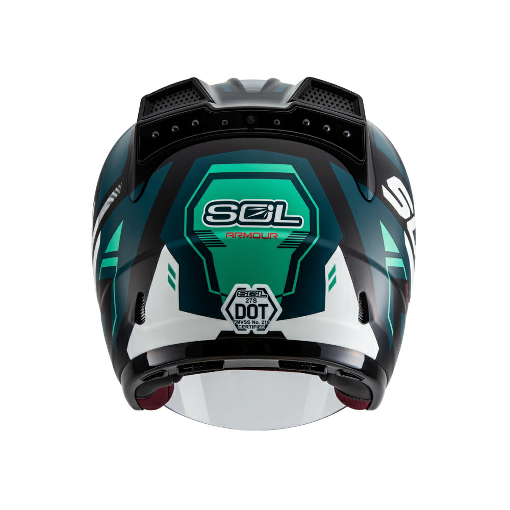 【SOL Helmets】27S開放式安全帽 (星艦_消光黑/藍綠) ｜ SOL安全帽官方商城 | SOL Helmets | 樂天市場Rakuten