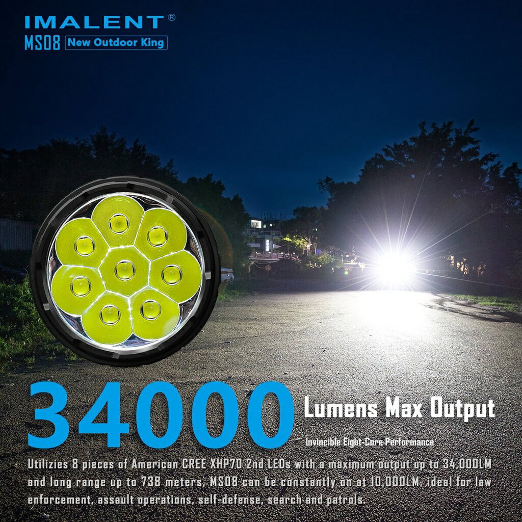 【錸特光電】IMALENT MS08 34000流明 738米 遠射高亮可充電EDC手電筒 CREE XHP70 LED | 錸特光電 ...