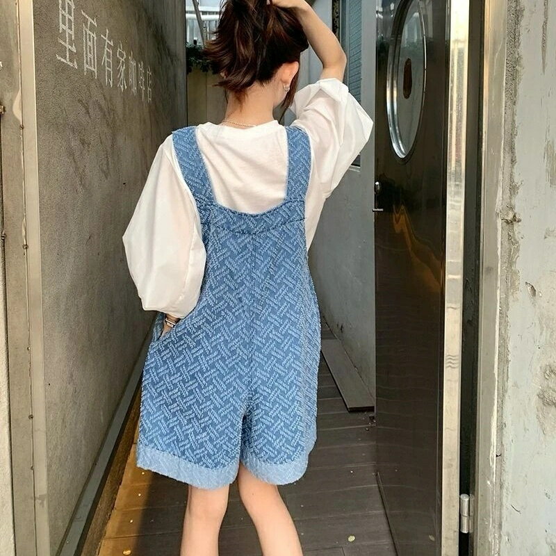 菱格紋牛仔吊帶短褲【225】PAPI 春夏新款韓系INS修身顯瘦高腰短褲 連身短褲 女生短褲 背帶褲 連體褲 吊帶短褲 | 優品優選 | 樂天市場Rakuten