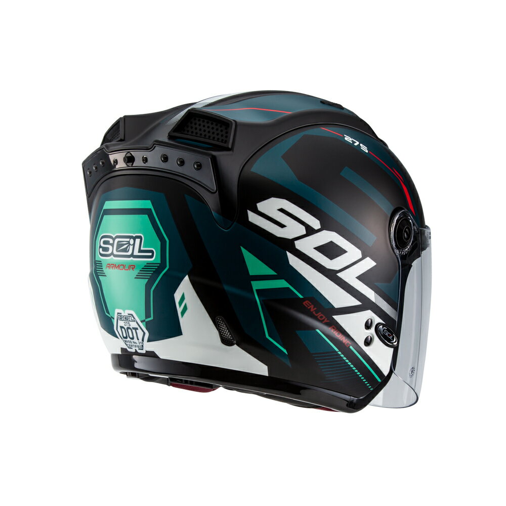 【SOL Helmets】27S開放式安全帽 (星艦_消光黑/藍綠) ｜ SOL安全帽官方商城 | SOL Helmets | 樂天市場Rakuten