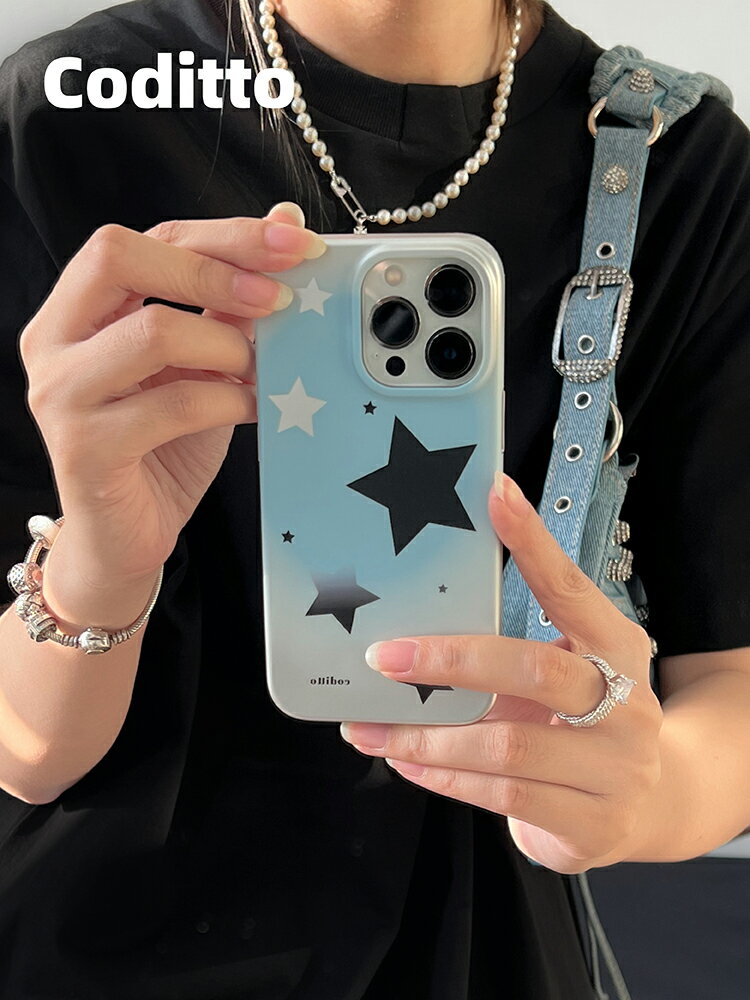 iphone14手機殼 蘋果14手機殼 保護套 coditto漸變星星適用iphone14promax手機殼金屬電鍍蘋果1413小眾 ...
