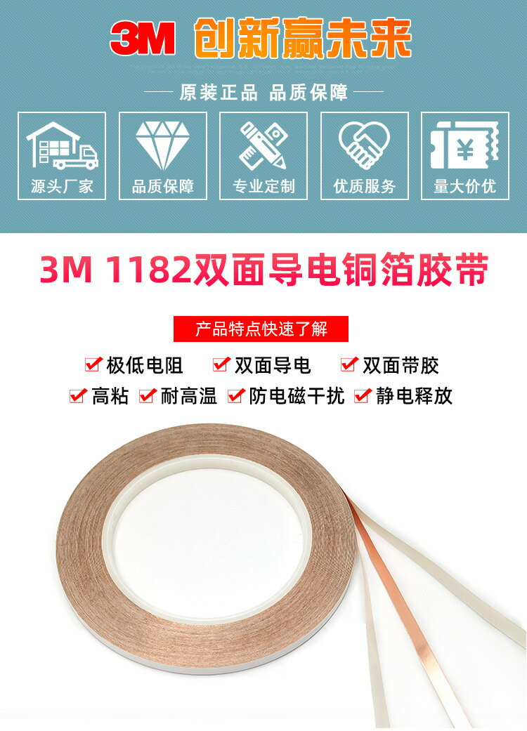 【廠家特價中】 正品3M1182銅箔屏蔽膠帶雙面導電雙粘膠電子設備電磁幹擾屏蔽EMI | 招財貓商鋪 | 樂天市場Rakuten
