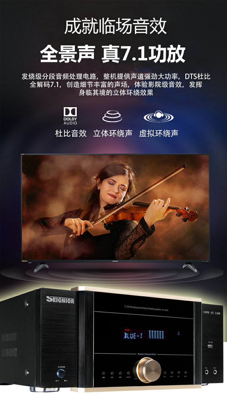 SEIGNIOR/君 AV-7200功放機7.1全景聲DTS杜比解碼網絡點歌5.1家用 | 招財貓商鋪 | 樂天市場Rakuten