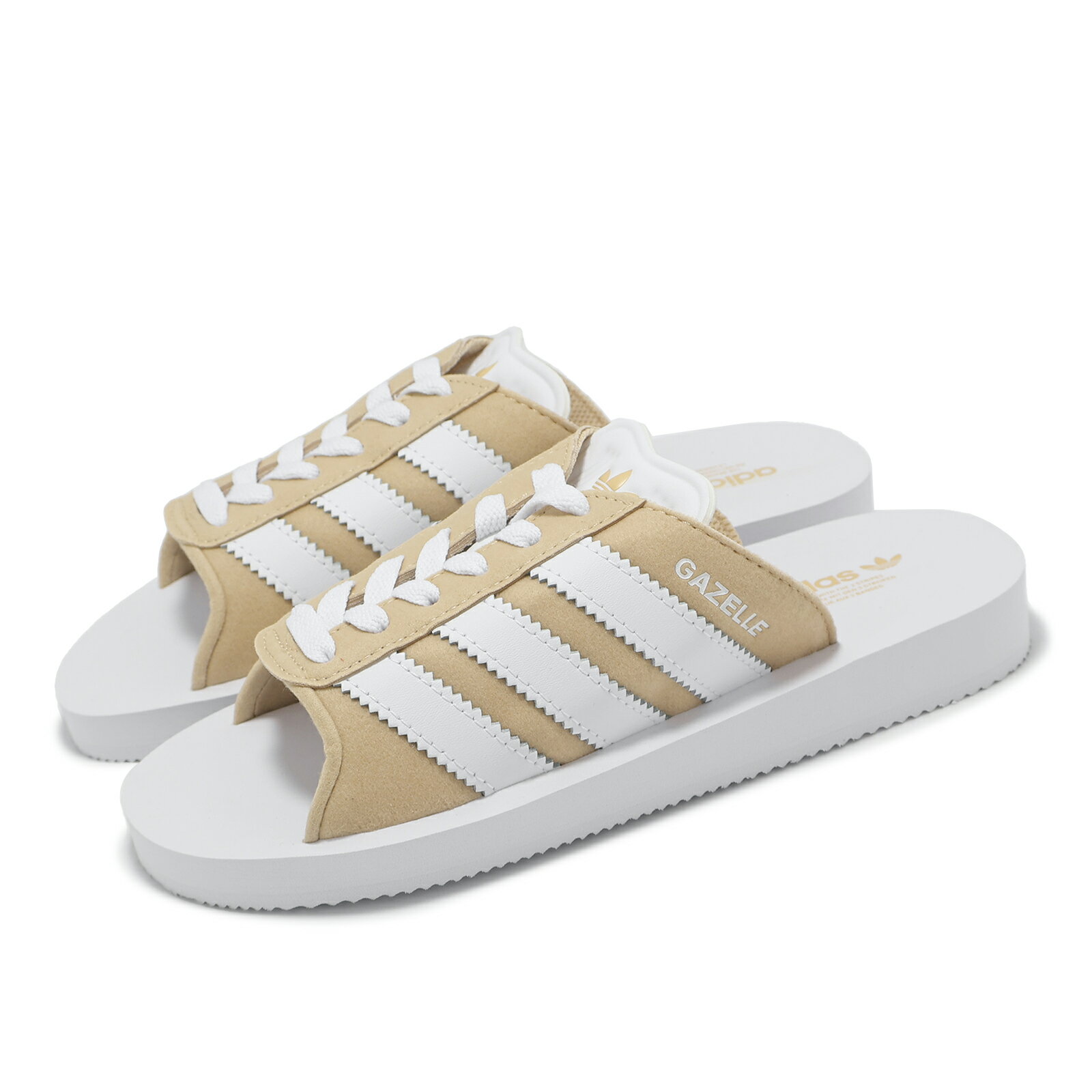 adidas 拖鞋 Gazelle Beach W 女鞋 杏色 白 休閒鞋 三葉草 愛迪達 JQ7422 | ACS跨運動 | 樂天市場Rakuten
