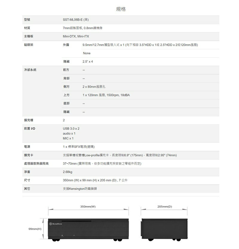 【享最高折300】SilverStone 銀欣 ML06-E 電腦機殼/黑/SST-ML06B-E | 米特3C數位 | 樂天市場Rakuten