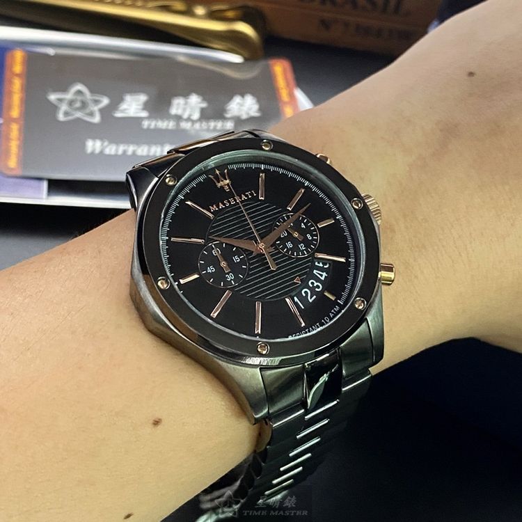 點數9%★MASERATI手錶,編號R8873627001,46mm黑六角形精鋼錶殼,黑色運動, 雙眼錶面,深黑色精鋼錶帶款,立體感十足 ...
