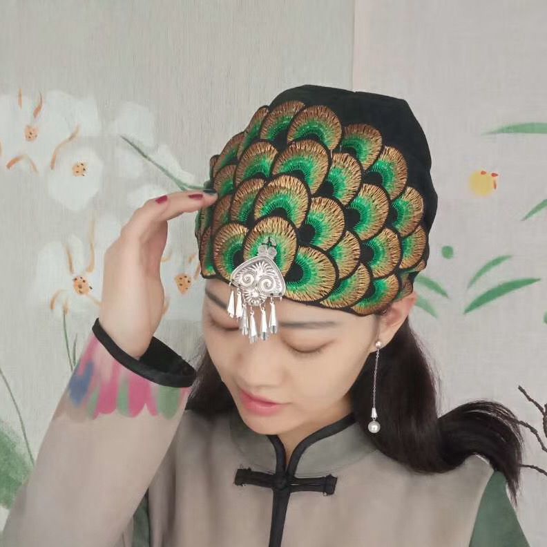 復古中國風孔雀刺繡花帽子發帶發圈民族風頭巾舞蹈配飾包頭帽女士 協貿國際日用品生活8館 樂天市場rakuten