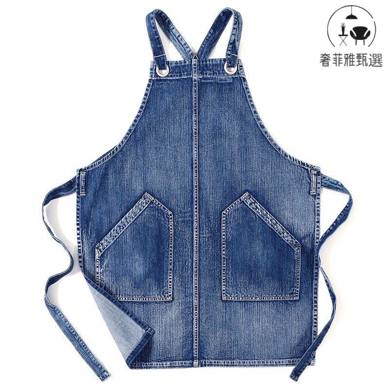可開票 帆布牛仔圍裙廚房餐廳logo印字奶茶美甲美術工作服時尚定制 SFY1-12公司貨 | 奢菲雅 | 樂天市場Rakuten