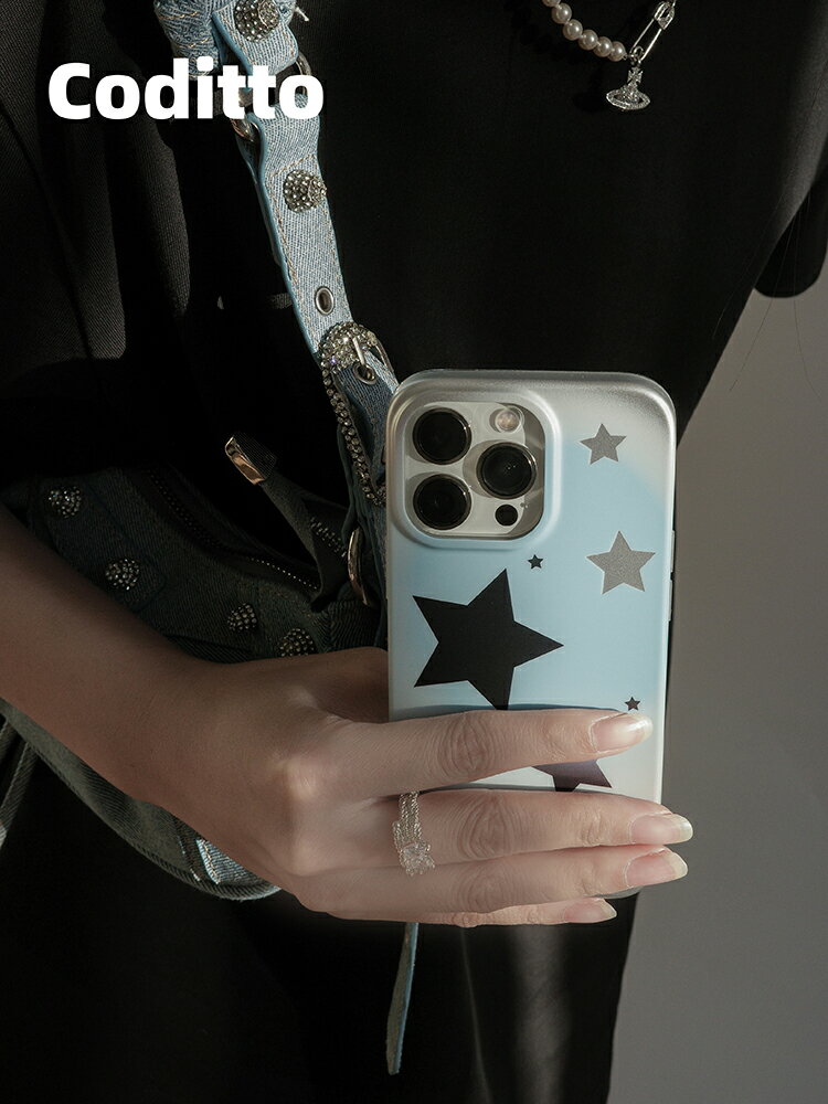 iphone14手機殼 蘋果14手機殼 保護套 coditto漸變星星適用iphone14promax手機殼金屬電鍍蘋果1413小眾 ...