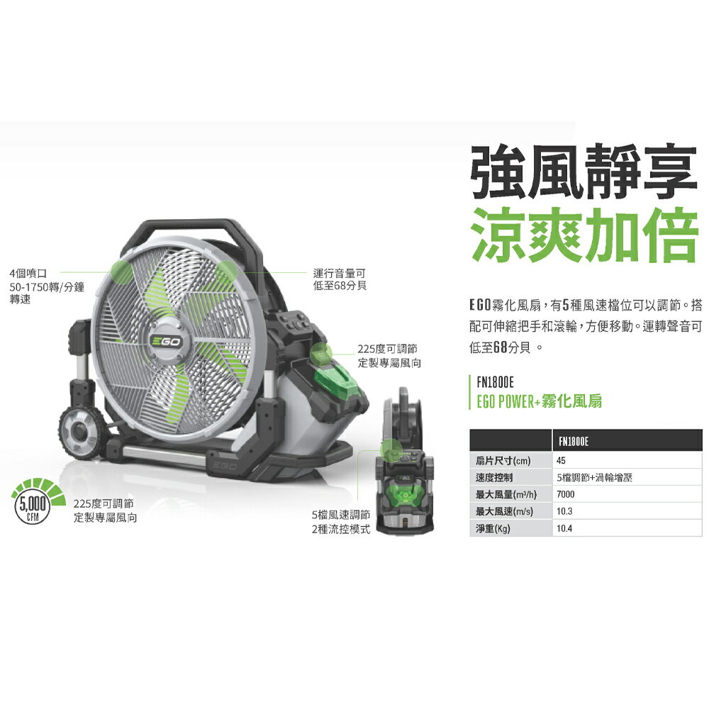 EGO POWER+ 微霧風扇 FN1800 56V 單機(不含電池)霧化扇 噴霧風扇 電扇 鋰電風扇 鋰電霧化扇 電風扇 風扇 | 必購網 ...